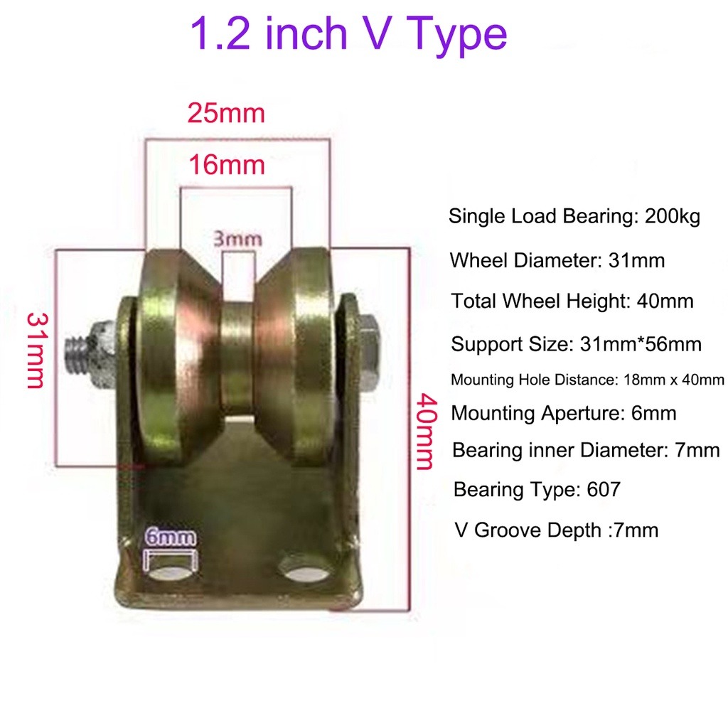 V Groove heavy duty pulley 1.2inch-4inch Sliding gate roller wheel ...