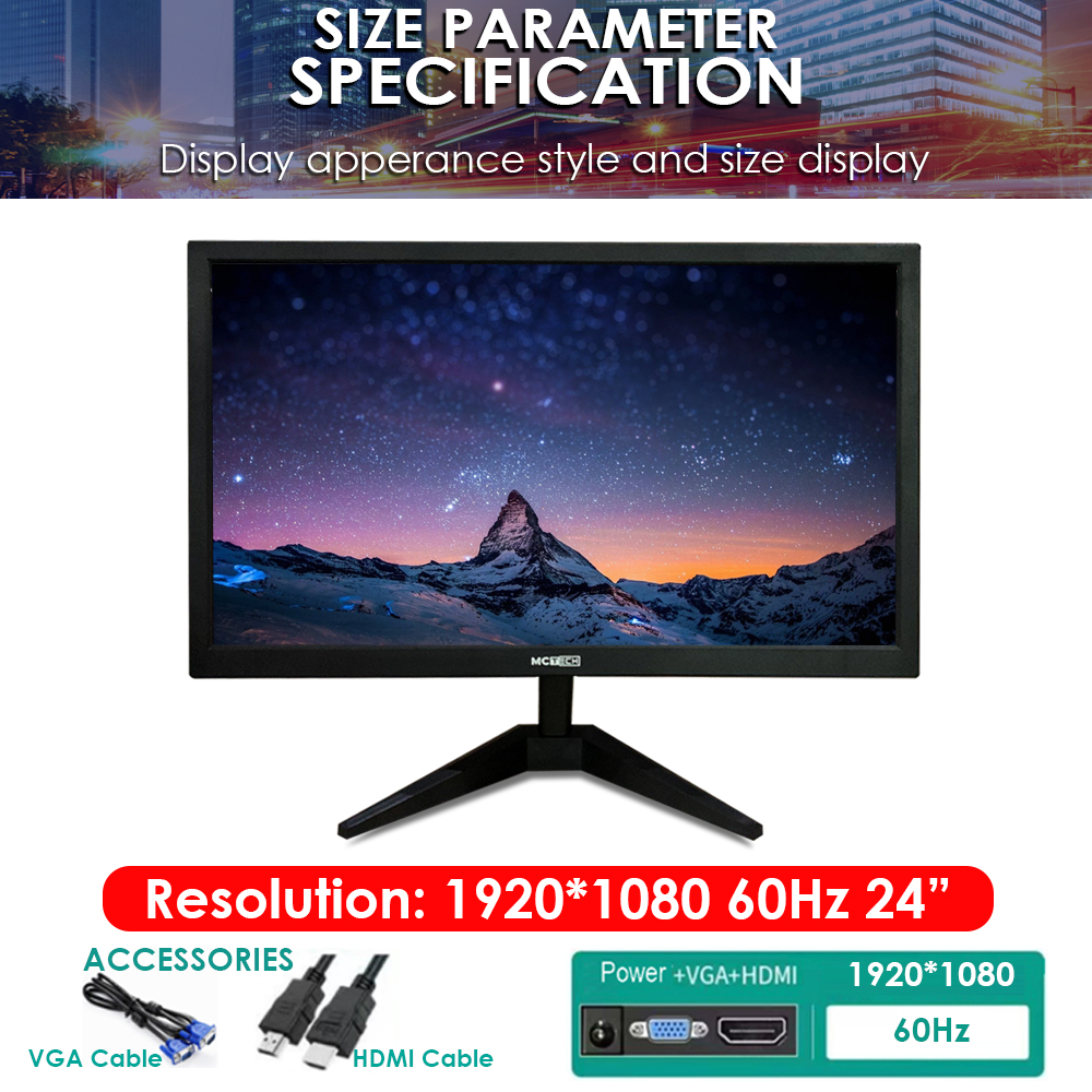 MCTECH Computer monitor CCTV Monitor For PC For CCTV 60HZ 1366*768 1920 ...