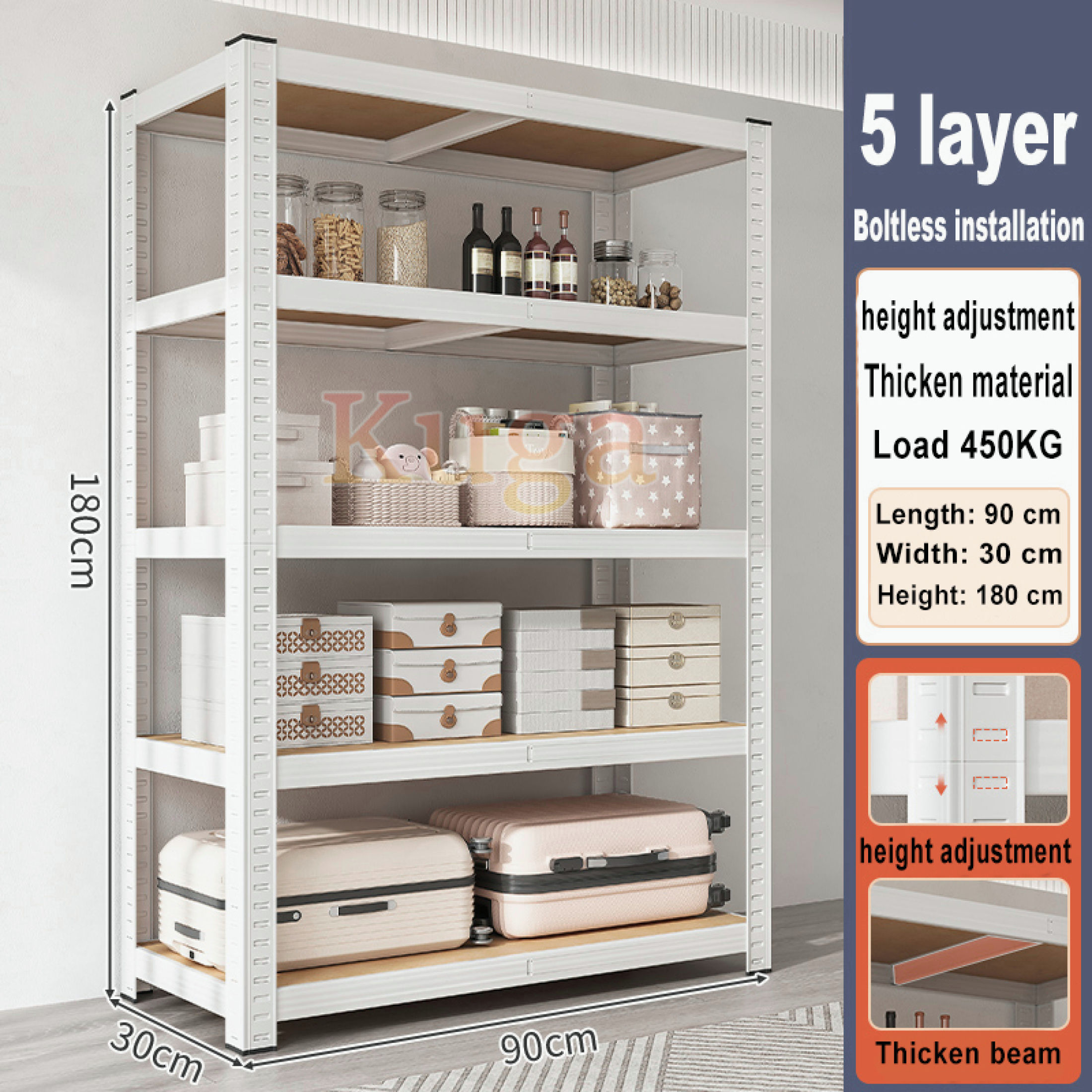 【Load 800 KG】Metal Boltless Rack Steel Rack Shelves 5 layers Metal Rack ...