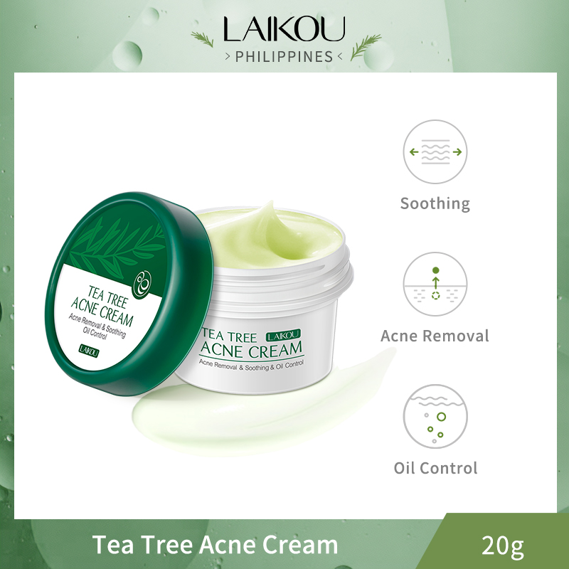 LAIKOU Tea Tree Acne Cream Soothing Remove Acne Oil Control Shrink ...