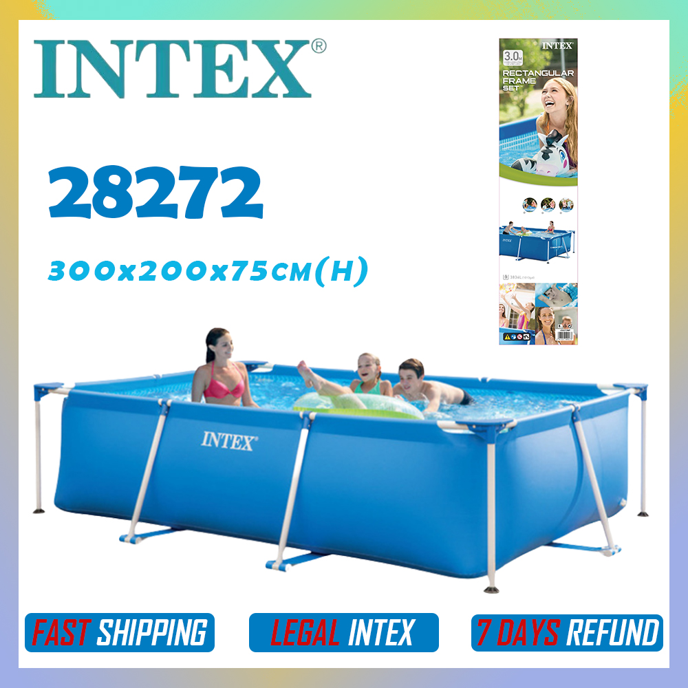 INTEX 28272 Rectangular Steel Frame Set Swimming Pool Swimming Pool ...