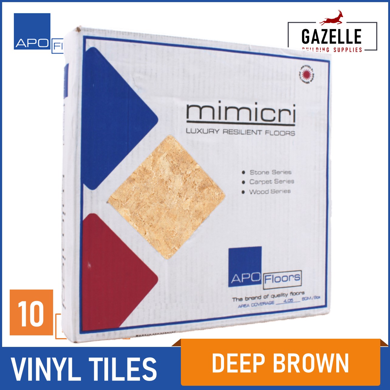 Apo Floor Vinyl Tiles Mimicri Stone Series 3mm - Deep Brown 10pcs / Box ...