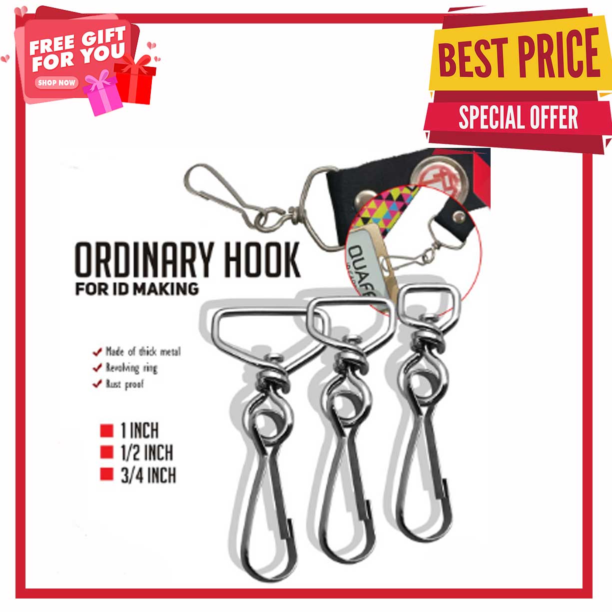 (100 pcs/Pack) Ordinary Hook Accessories for ID Lace Making / Lanyard ...