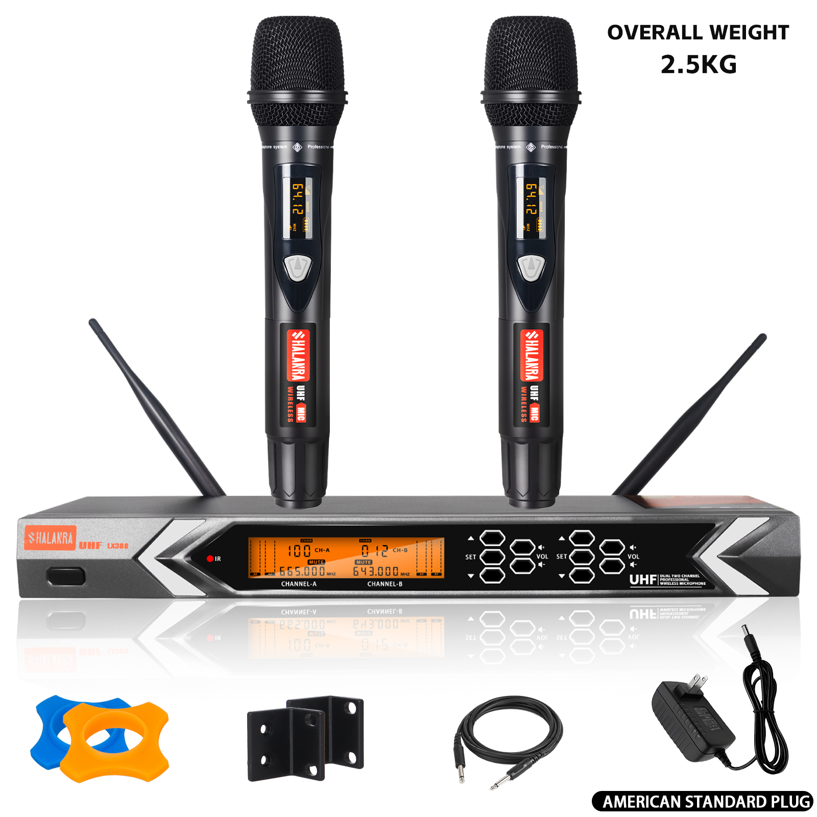 SHALANRA wireless microphone LX388, wireless hanging microphone, metal microphone, 2 microphones ...