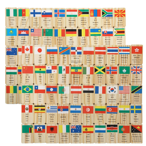 Domino Wooden Toy Multilingual National Flag Understanding World Early ...