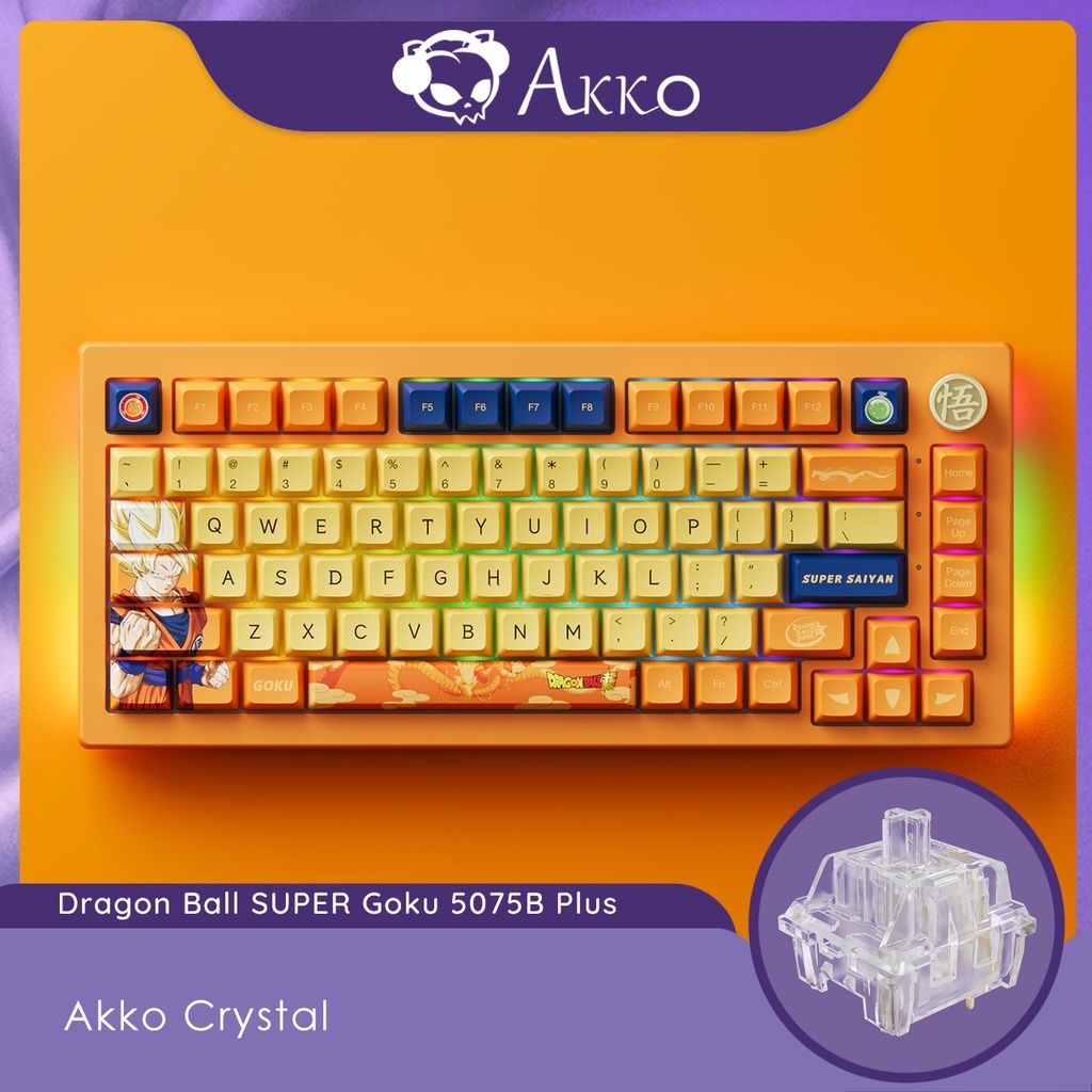 Akko Dragon Ball SUPER GoKu 5075B Plus RGB LED Mechanical Keyboard 82 ...