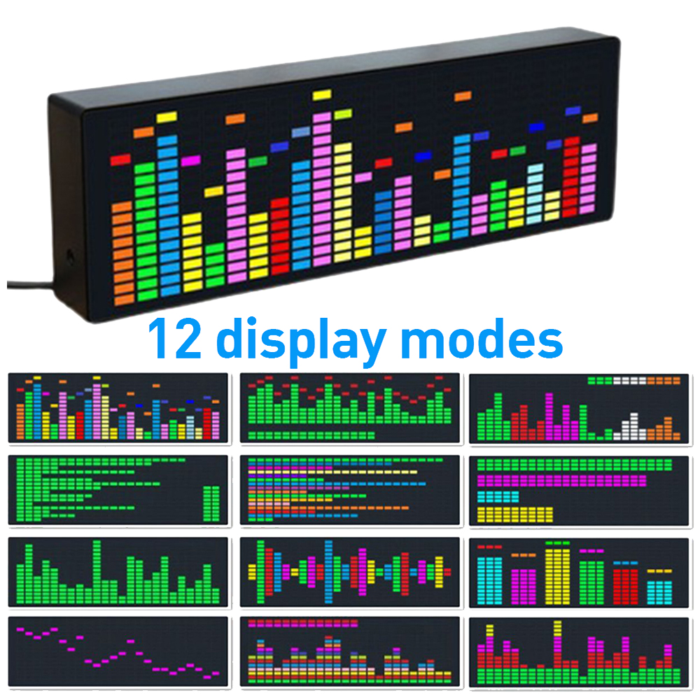 LED Music Spectrum Light RGB Electronic Clock Voice Rhythm Car Audio ...