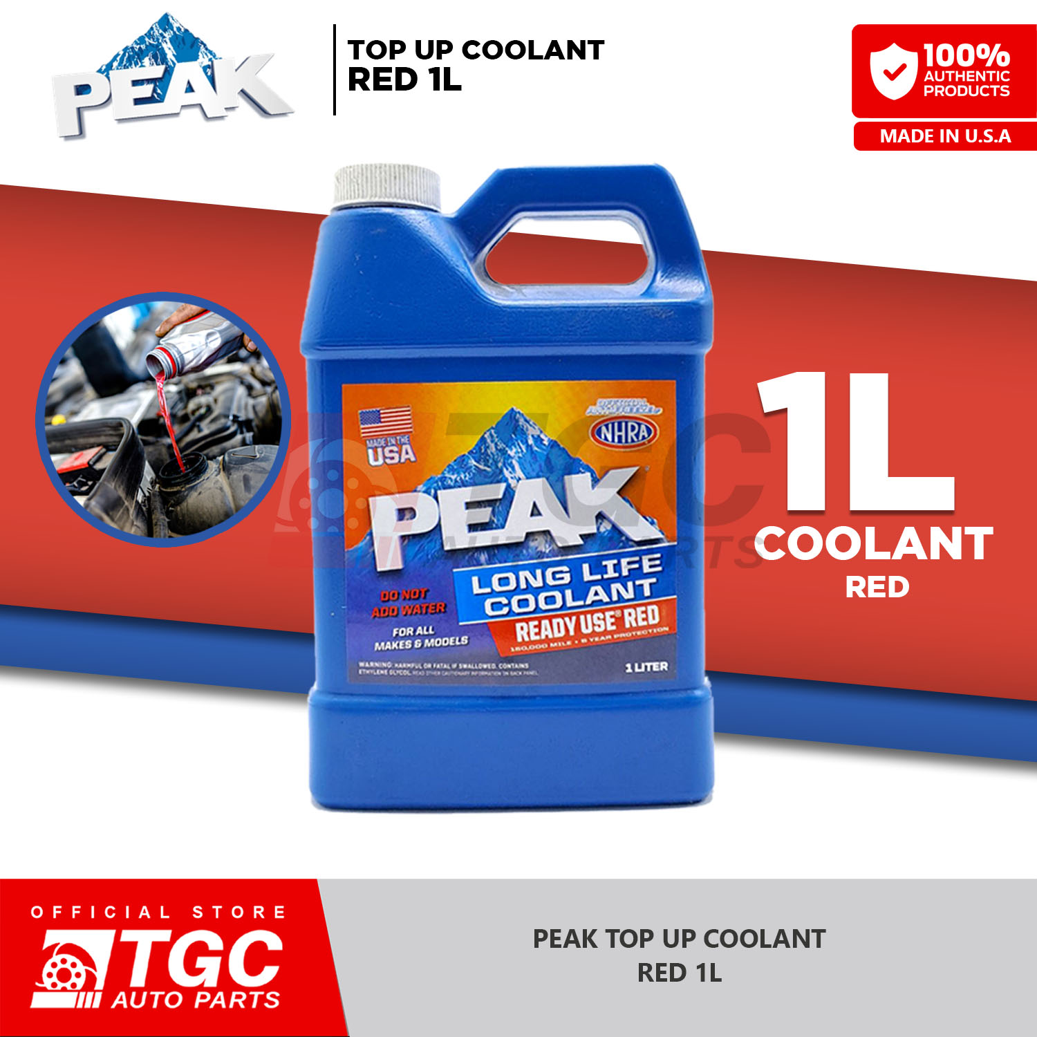 Peak Long Life Ready To Use Coolant RED Coolant 1L 1 Liter / Coolant 2L ...
