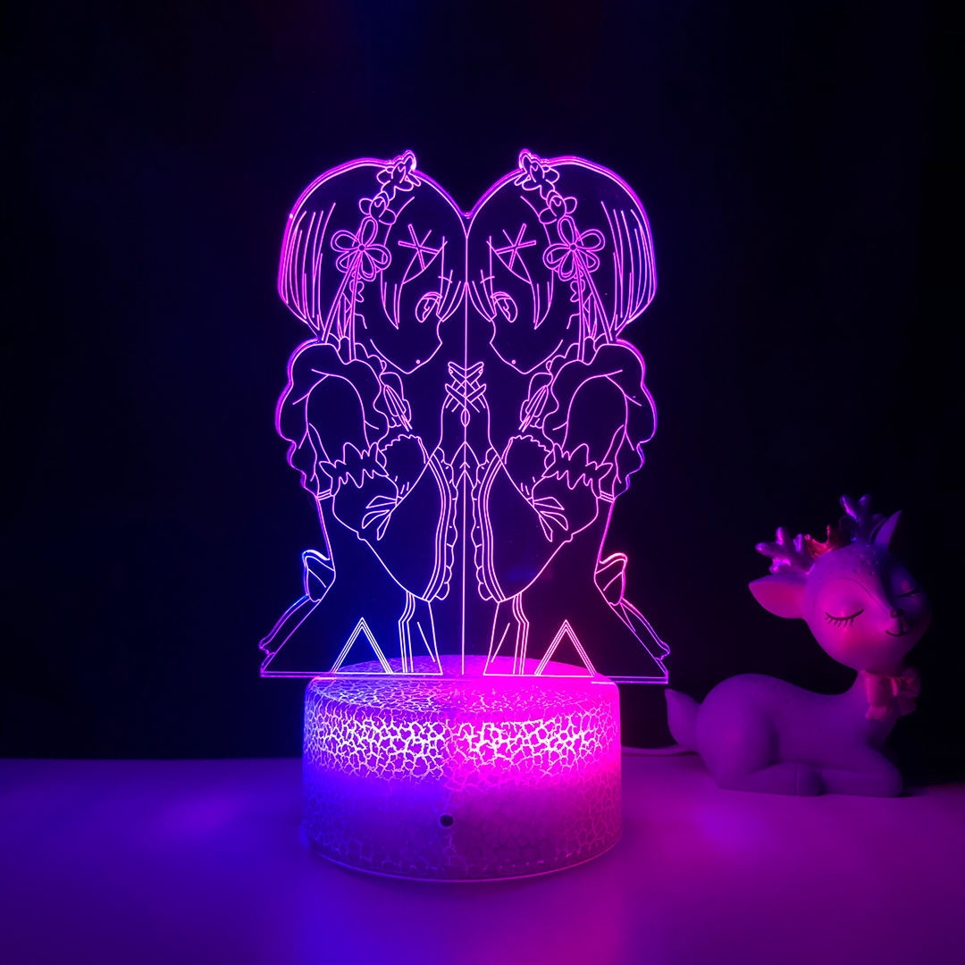 Anime 3d Lamp Rem and Ram From Re Zero Starting Life In Another World ...