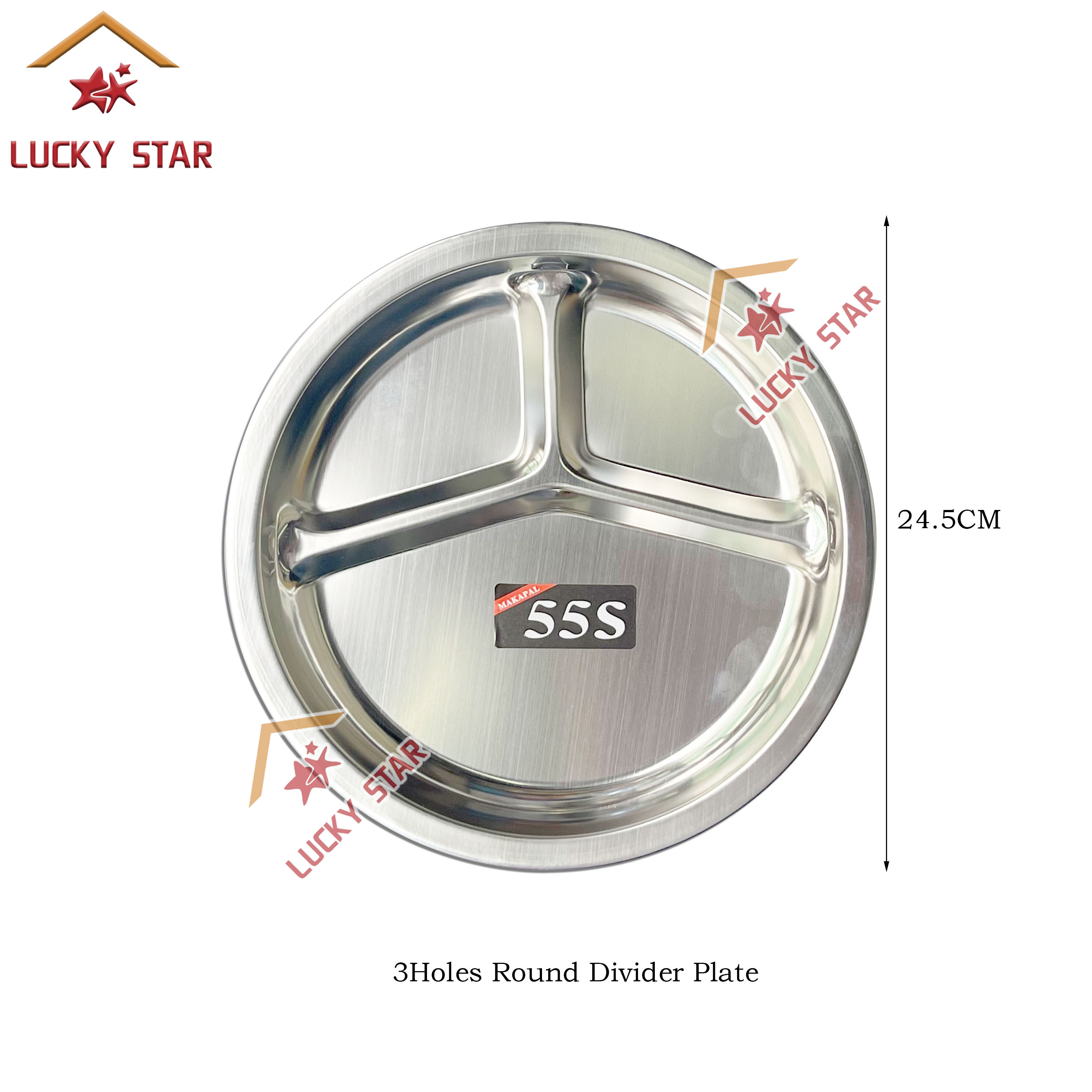 Divider Plate Stainless Steel / Dinner Plate For Canteen / Food Plate ...