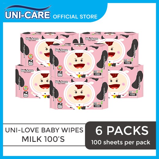 UniLove Milk Scent Baby Wipes 100's Pack of 6 | Lazada PH