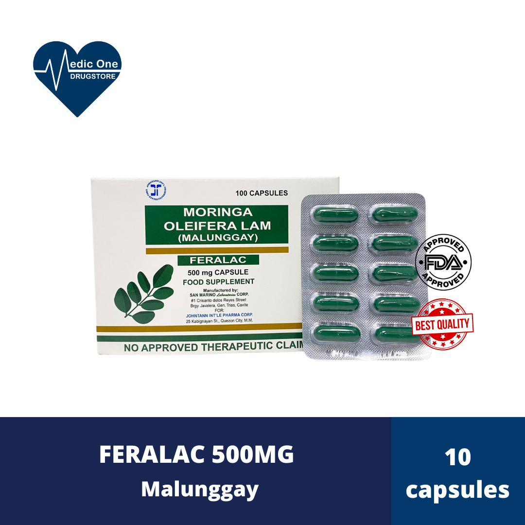 MORINGA OLEIFERA LAM (MALUNGGAY) FERALAC 500mg 10 Capsules | Lazada PH