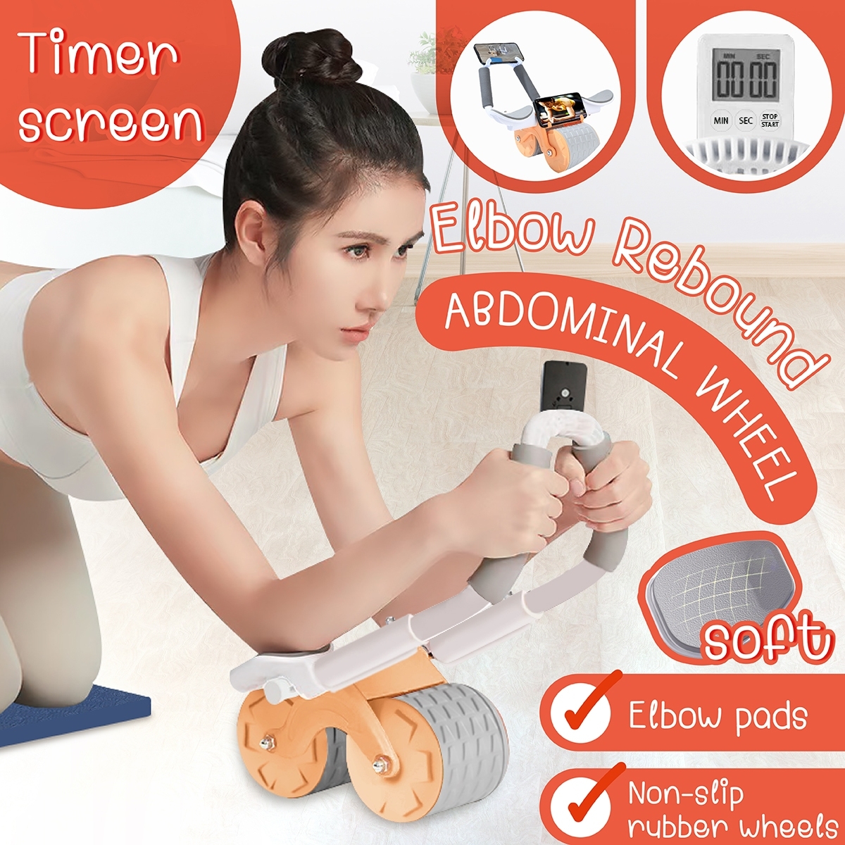 BG SPORT Abdominal Wheel Automatic Rebound Abdominal Muscle Wheel Elbow ...