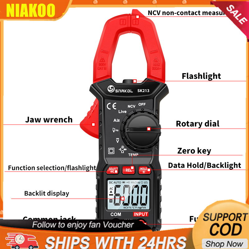 Professional Digital Multimeter Clamp Meter 6000 Count True RMS DC/AC ...