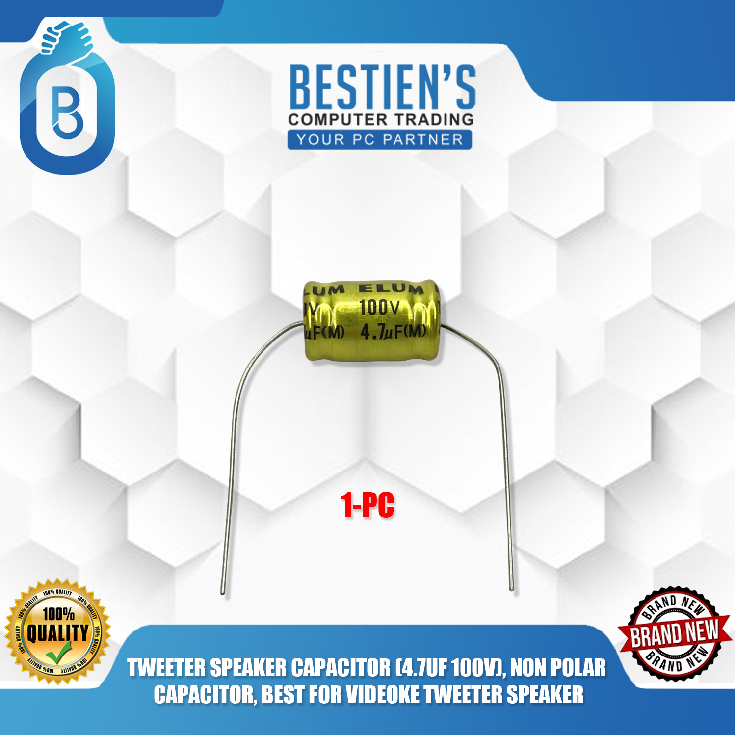 TWEETER SPEAKER CAPACITOR (4.7UF 100V), NON POLAR CAPACITOR, BEST FOR ...