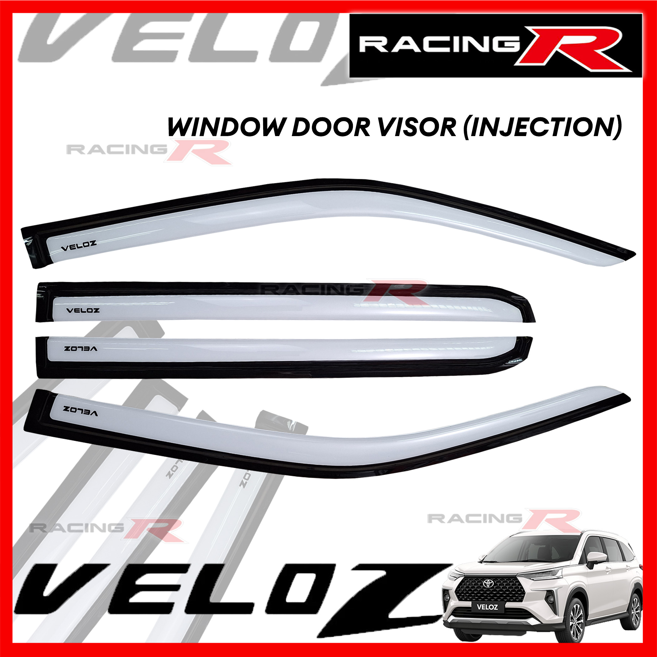 Toyota Veloz 2022 to 2024 INJECTION Window Door Rain Visor BLACK WHITE ...