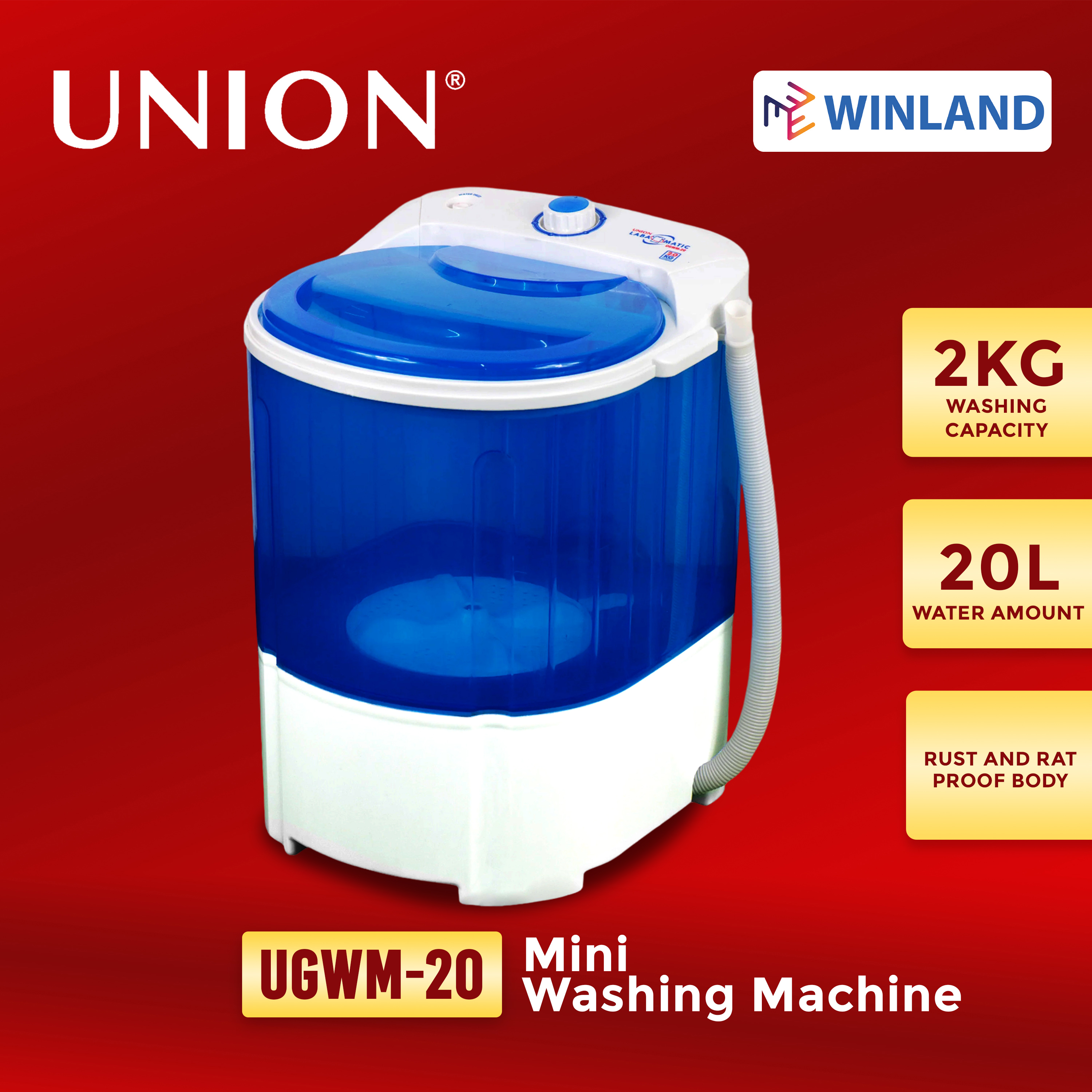 UNION by Winland 2.0kg Single Tub Mini Washing Machine UGWM-20 | Lazada PH