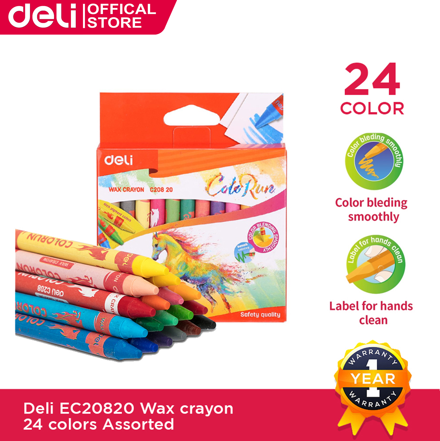 Deli Crayons 12 colors, high quality, popular kids thin stick crayon ...
