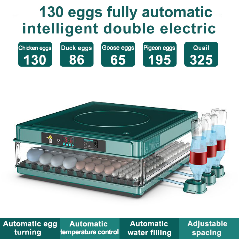 220V/12V Egg Incubator 130 Eggs Fully Automatic Egg Incubator Intelligent Digital Hatcher ...