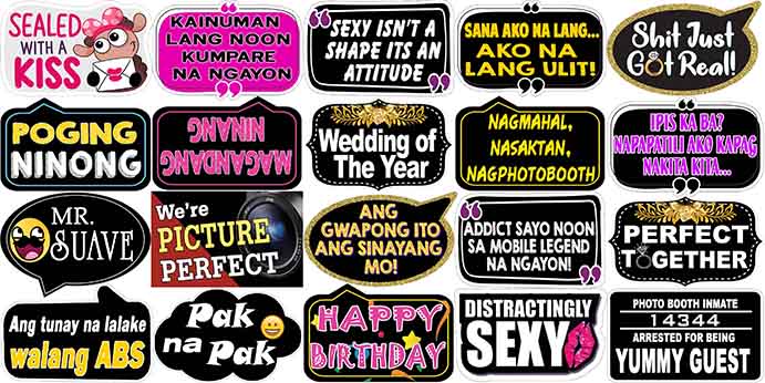 Photobooth props 20 pcs set in 3mm sintra (bigger and thicker size of 6 ...