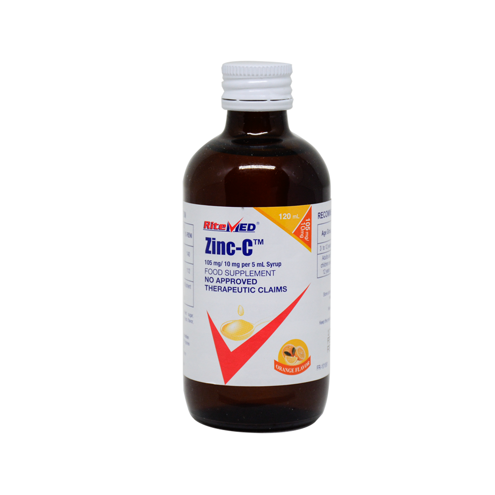 RITEMED Vit C + Zinc 105mg/5mg/5mL Syrup x120mL | Lazada PH