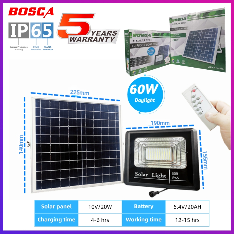BOSCA 5 Year Warranty 60W Heavy Duty Solar Led Outdoor Flood Light ...