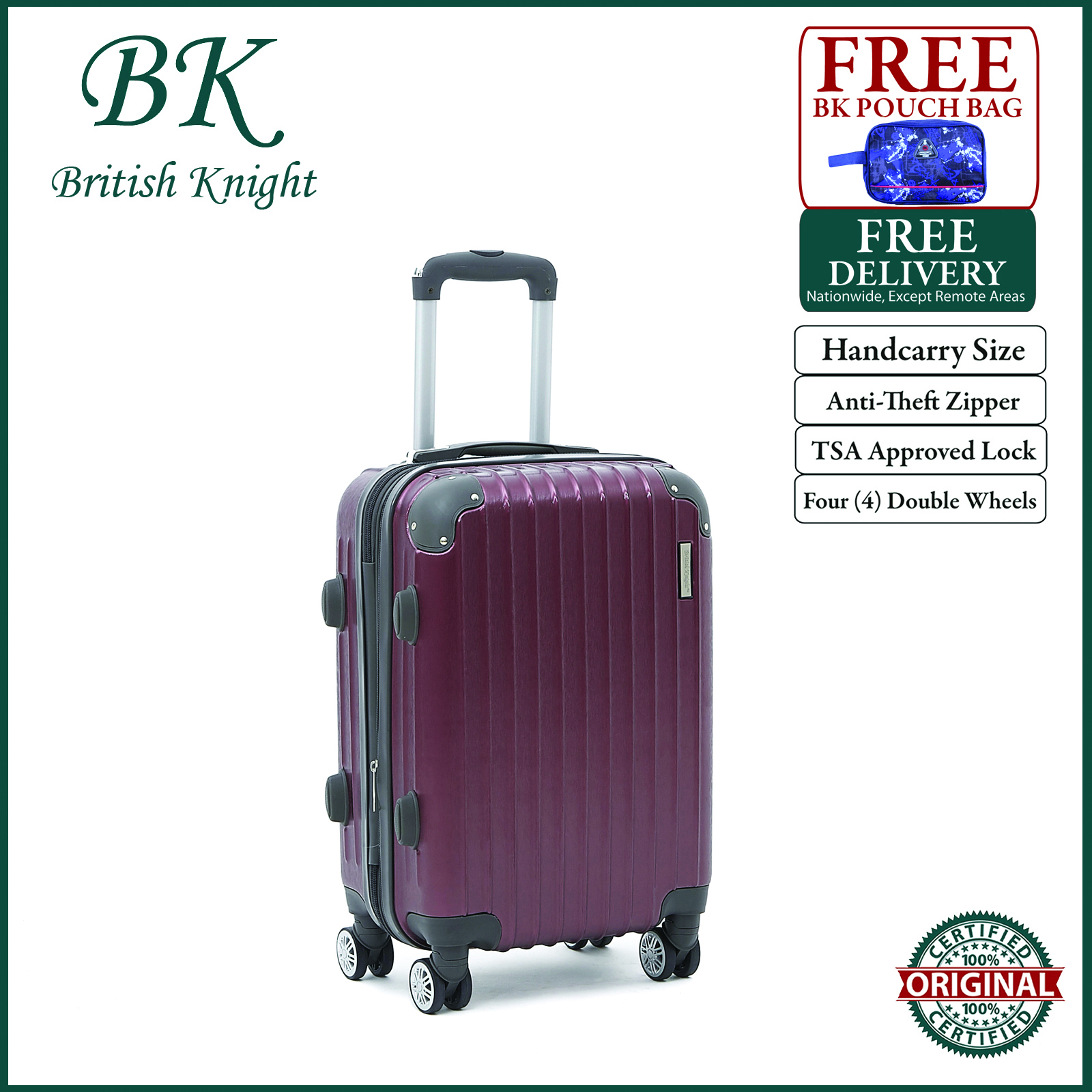 British Knight BHS918ZTE Red Small (20 Inch) Expandable Luggage with ...