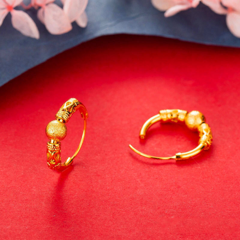 New Arrival Saudi Gold 18k Pawnable Legit Earrings Female 2.3 cm Wide ...