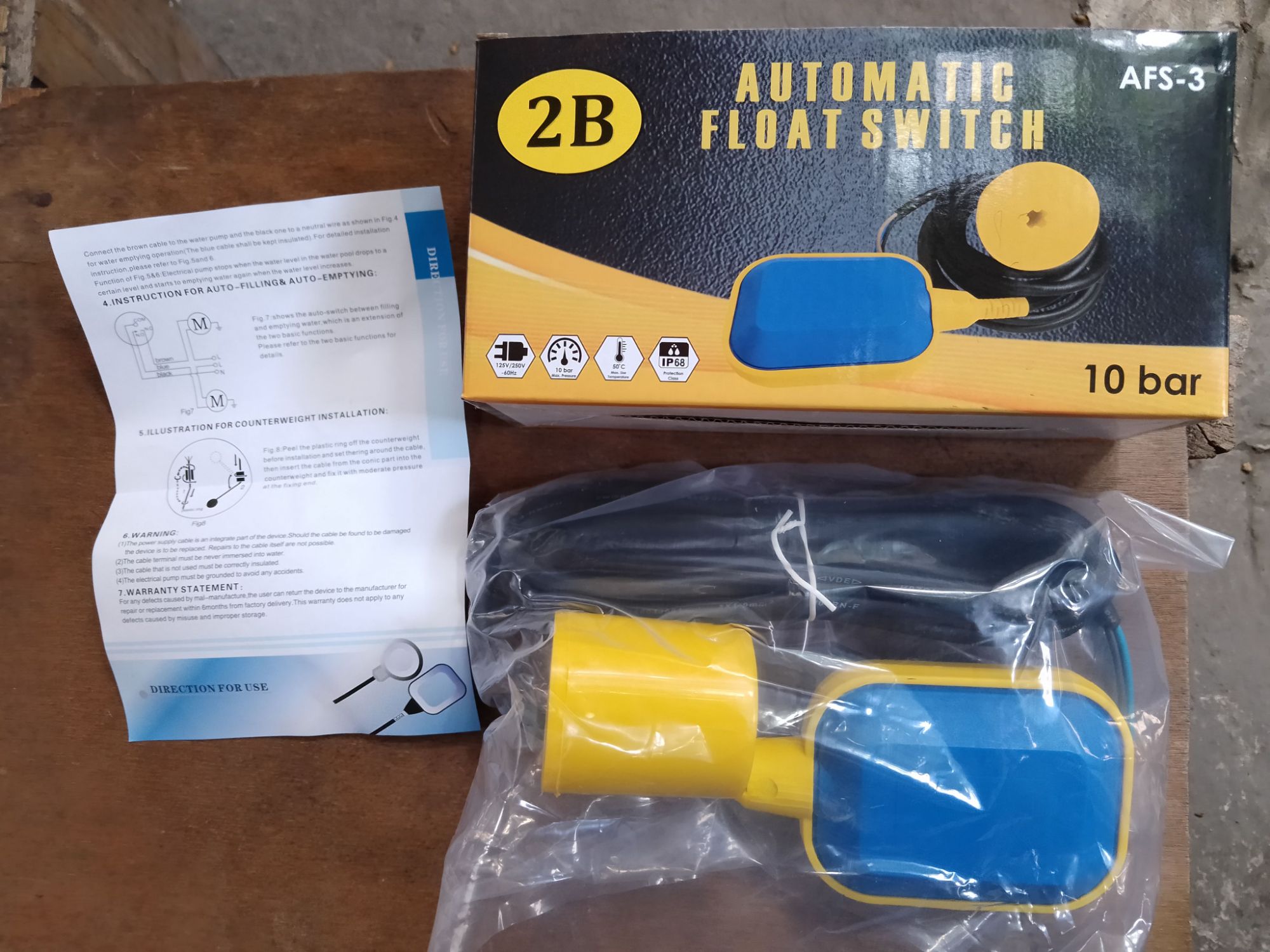 2B SQUARE FLOAT SWITCH LIQUID WATER LEVEL CONTROLLER CONTACTOR SENSOR ...