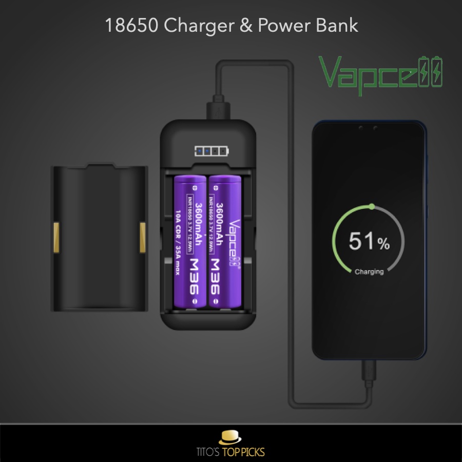 Vapcell P2 18650 Charger and Power Bank USB-C | Lazada PH