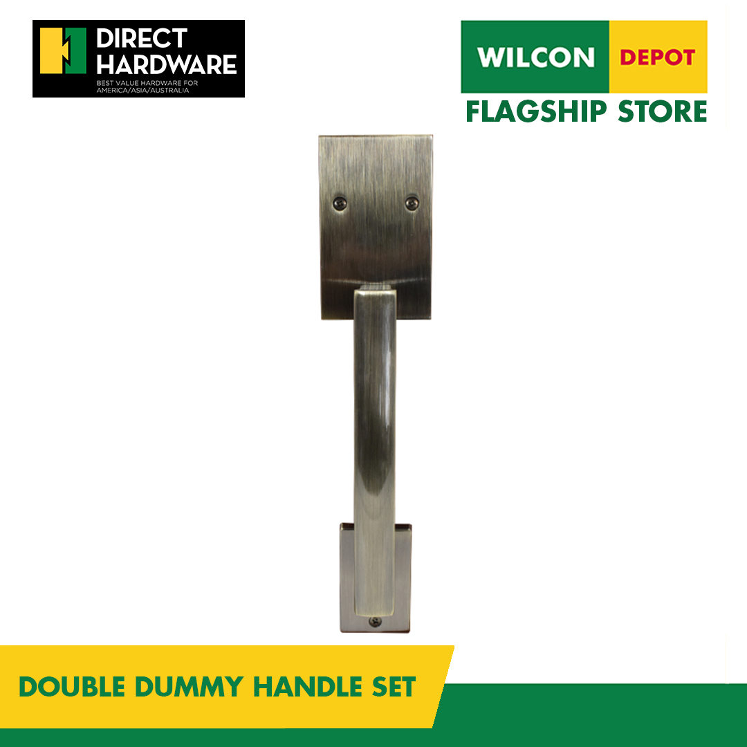 DIRECT HARDWARE Double Dummy Door Lock Handle Set Antique Brass TL ...