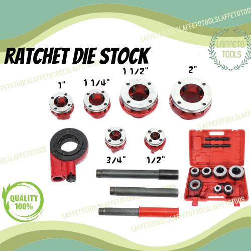 Ratchet Die Stocks Pipe Threader Set 1/2" 3/4" 1" 1 1/4" 1 1/2" 2 ...