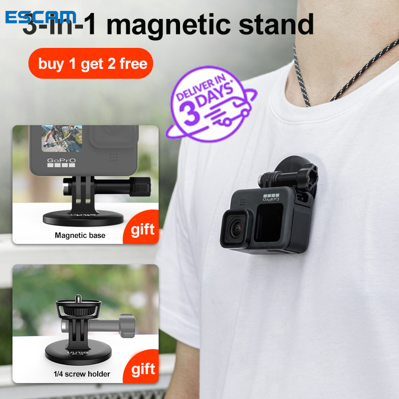 【Manila Stock】ESCAM Dji Action 3 Head Magnet Mount Gopro Magnetic ...