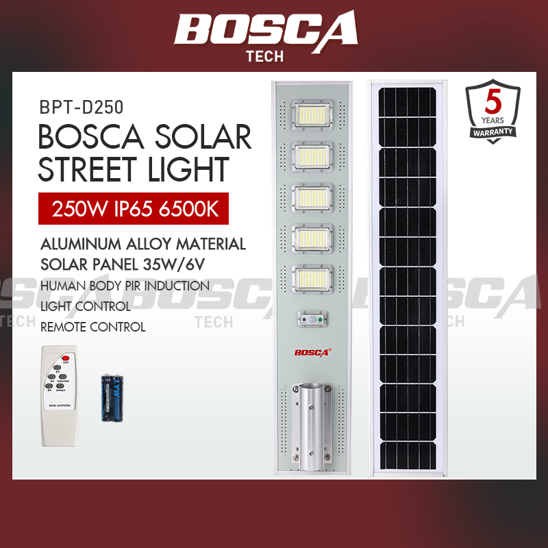 BOSCA Aluminum Alloy Solar Street Light IP65 5 YEARS WARRANTY 100W 150W ...