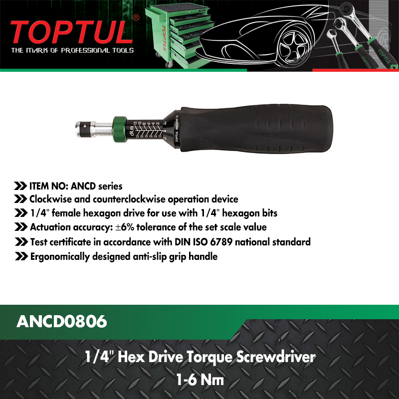 Toptul 1/4" Hex Drive Torque Screwdriver (ANCD0806) | Lazada PH