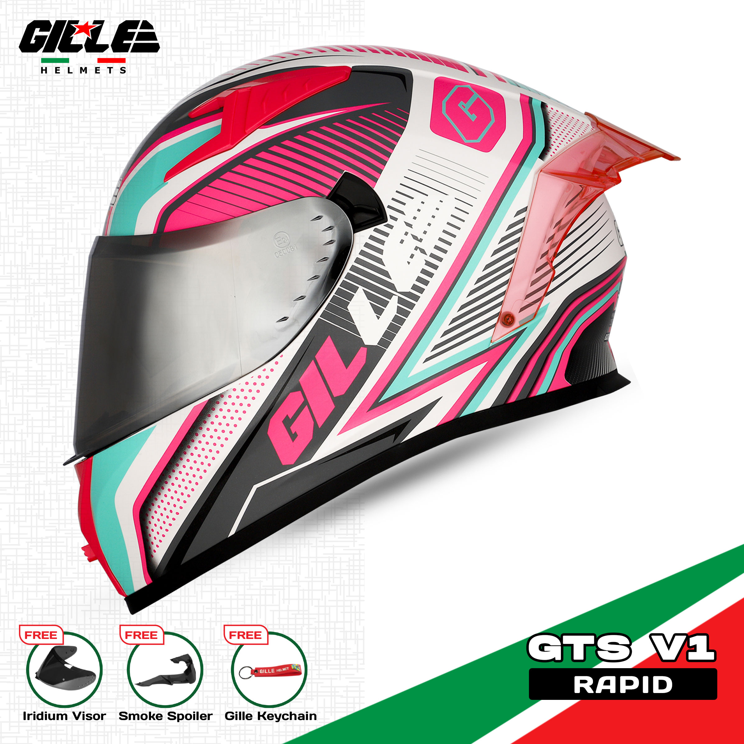 Gille Helmet 135 GTS V1 RAPID Motorcycle Helmets Full Face Dual Visor ...