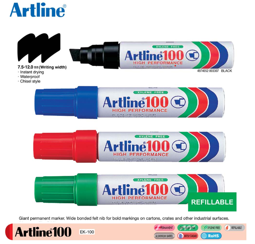 Artline 100 Permanent Marker 7.5-12.0 mm Sold Per Piece | Lazada PH