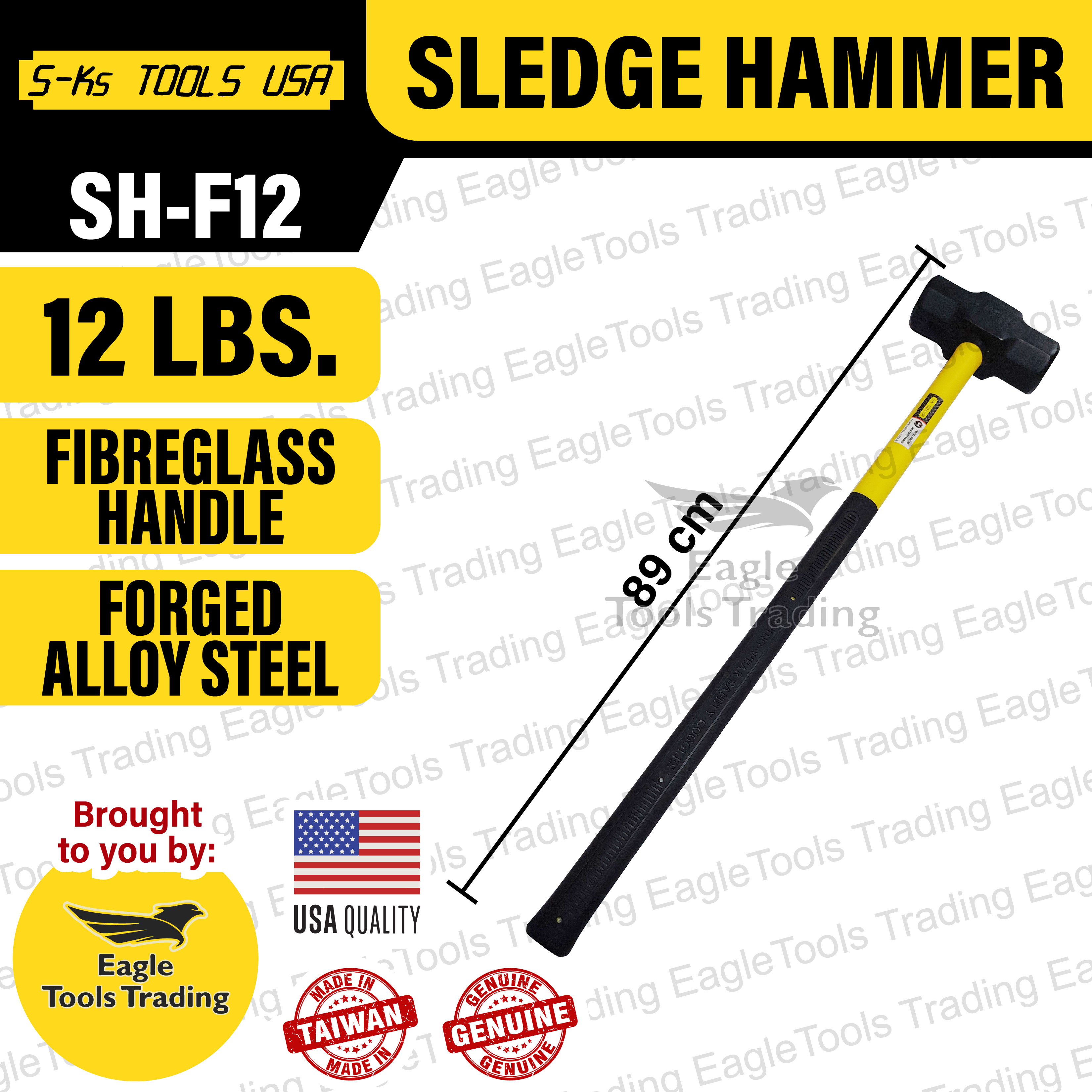S-Ks Tools USA Sledge Hammer With Fibreglass Handle 12lbs. SH-F12 ...