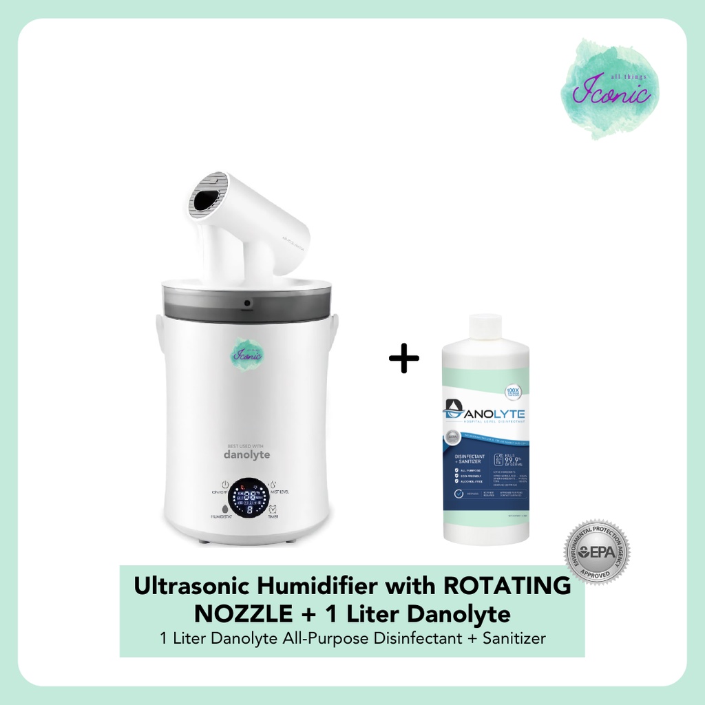 Ultrasonic Humidifier with Rotating Nozzle with DANOLYTE 1 Liter All ...