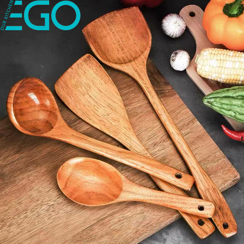 4-item kitchenwares Wooden Spatula Wooden sandok Rice Paddle Wooden ...