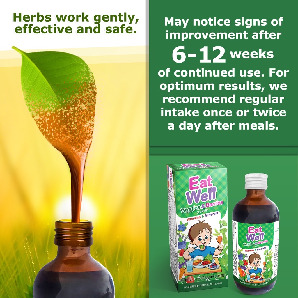 EATWELL Veggies Berries Booster Multivitamins Syrup for 120ml | Lazada PH