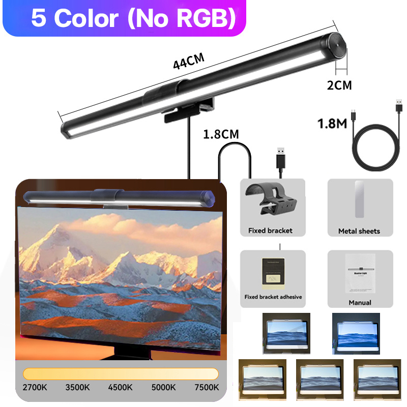 Led Curved Monitor Light Bar RGB Dimmable Desk Lamp Computer Light USB ...