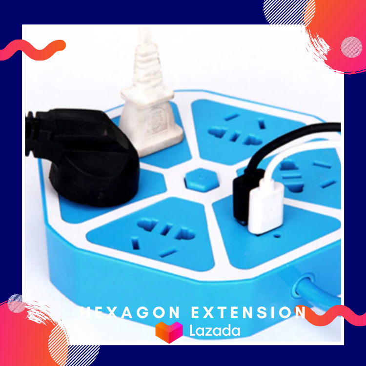 [INNOVATIVE] Hexagon Extension Cord With Multi-Sockets & USB Ports, Multiple Universal Socket ...