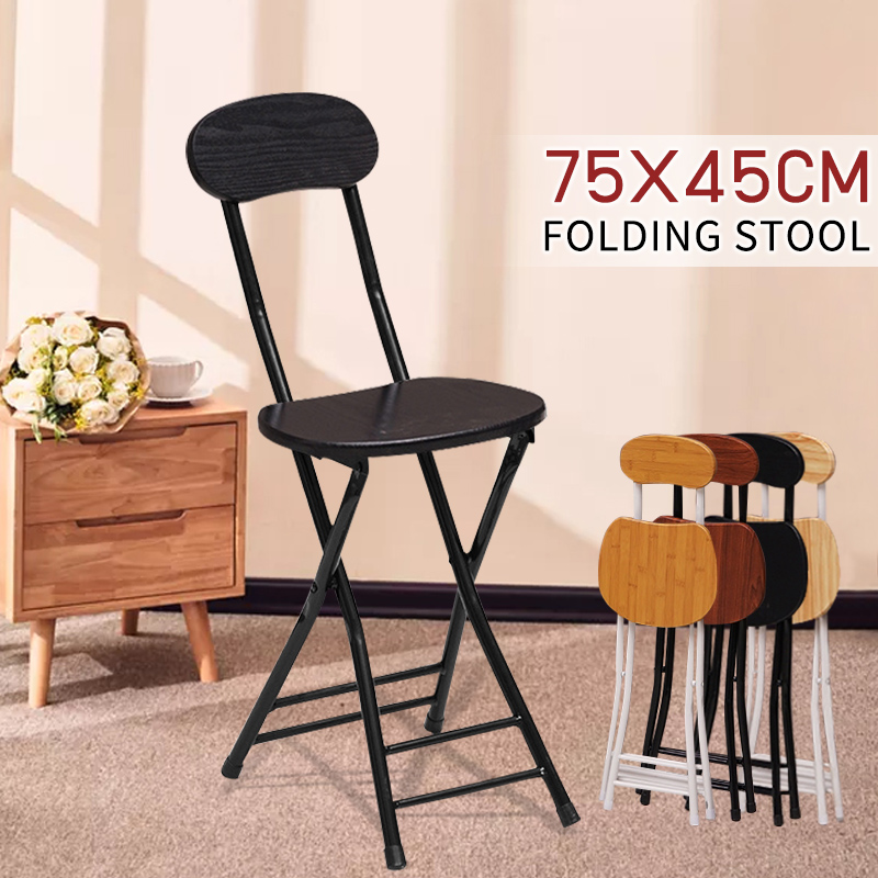 Nordic Simple Log Bar Stool High Chair Home Foldable Chair Leisure ...