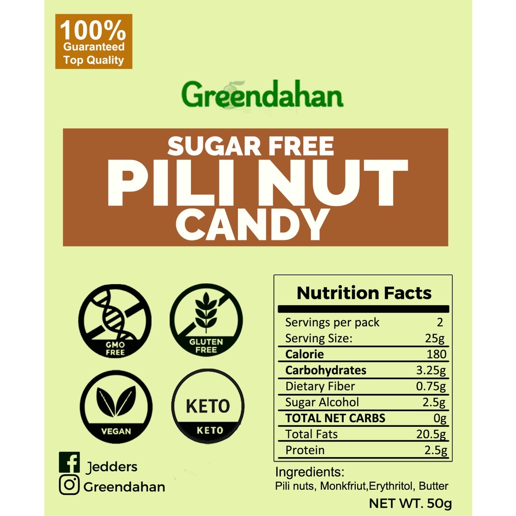 oh Funny!! GREENDAHAN/ Sugar Free Pili nut Candy 50g - Keto/Low carb ...