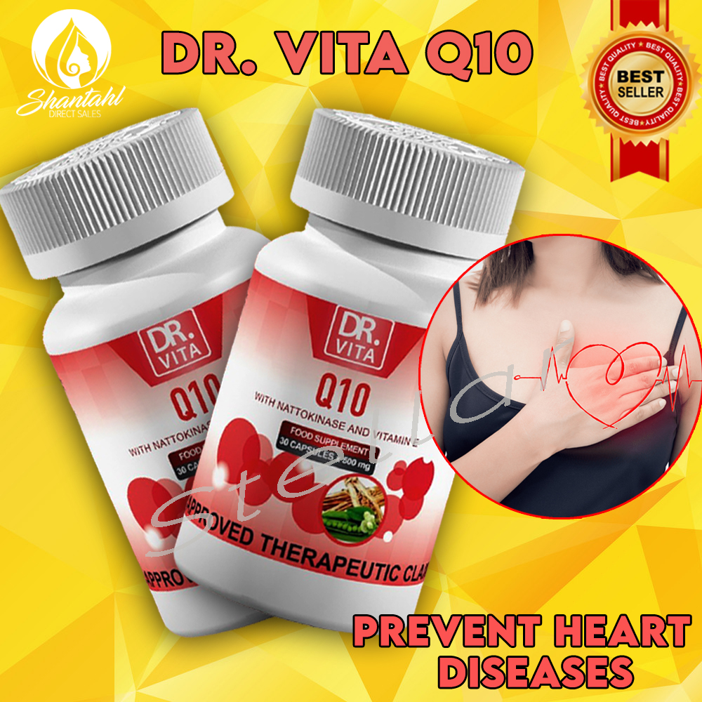 Authentic Dr. Vita Q10 with Nattokinase and Vitamin E for Healthy heart 500mg 30 capsules ...