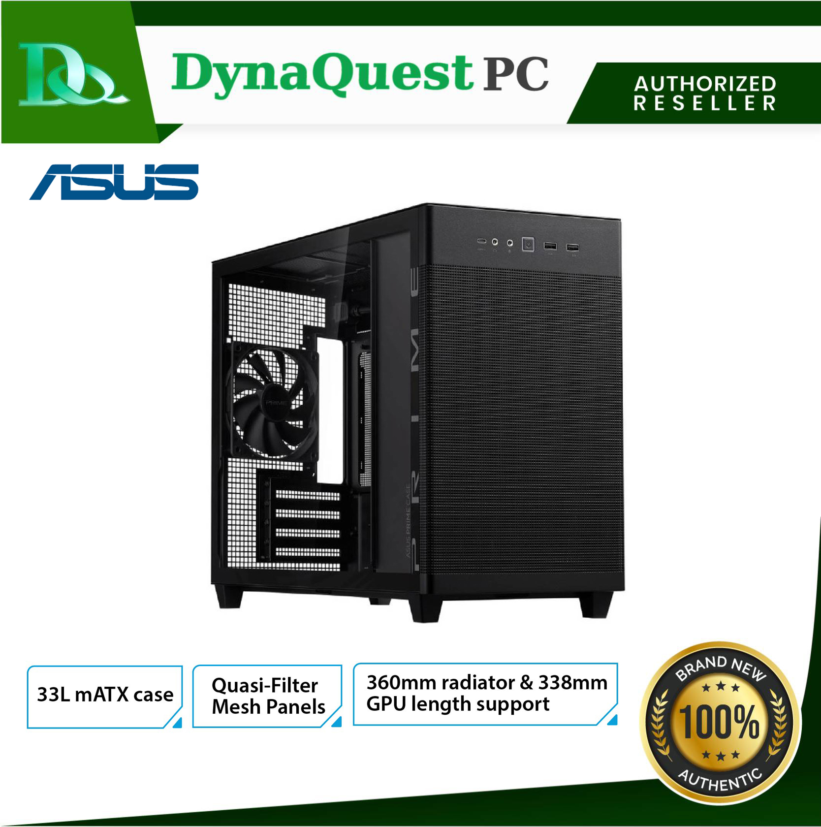 ASUS Prime AP201 Tempered Glass MicroATX Case (Support Radiator Up to ...