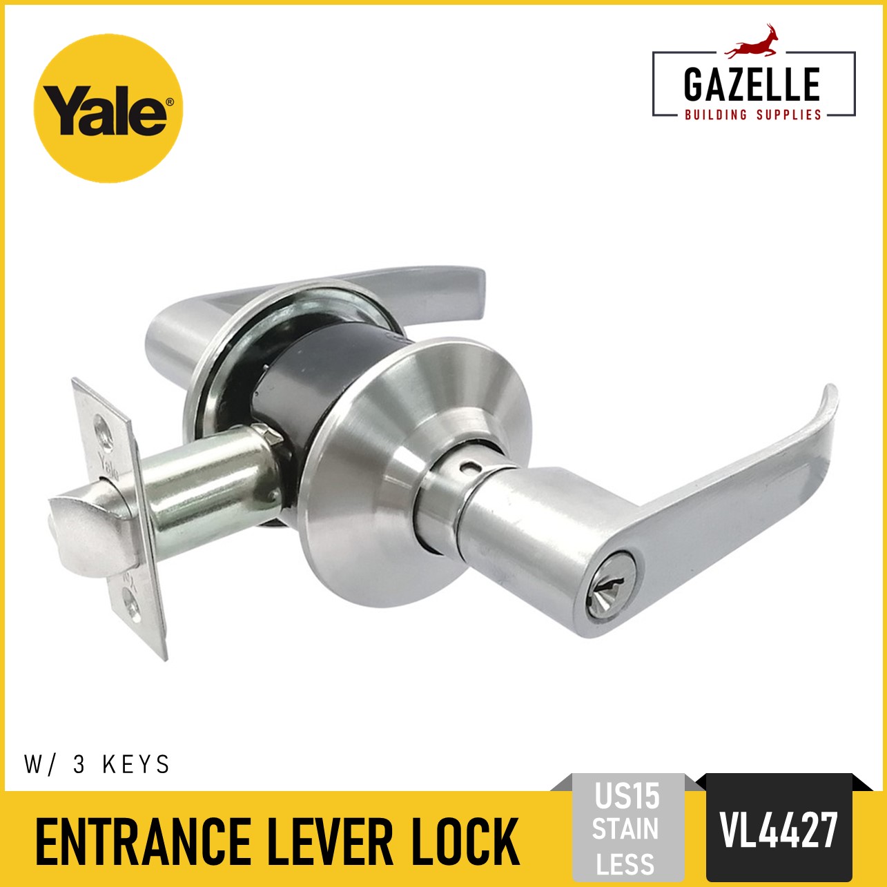 Yale Essential Door Lever Lock Set Lockset Leverset Stainless Steel ...