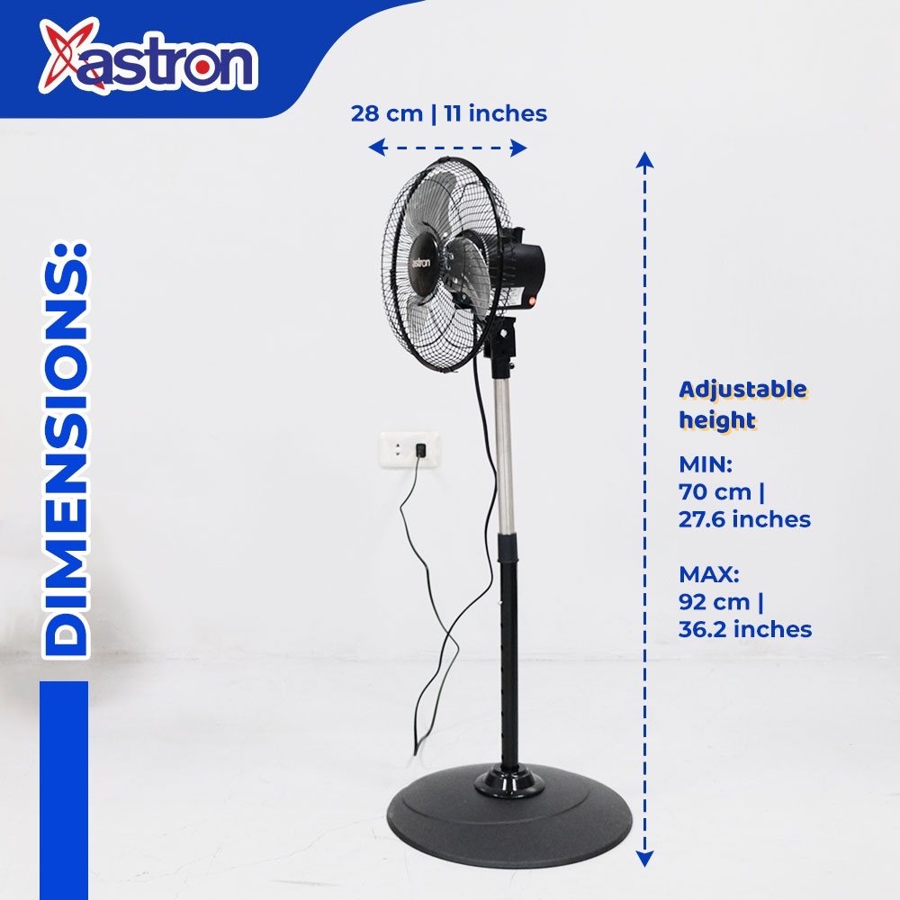 Astron Aveo Stand Fan with 10 Metal Blade (Black) Electric Fan Compact ...
