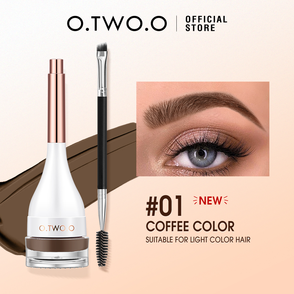 O.TWO.O Waterproof eyebrow cream & powder gel pomade with eyebrow brush ...